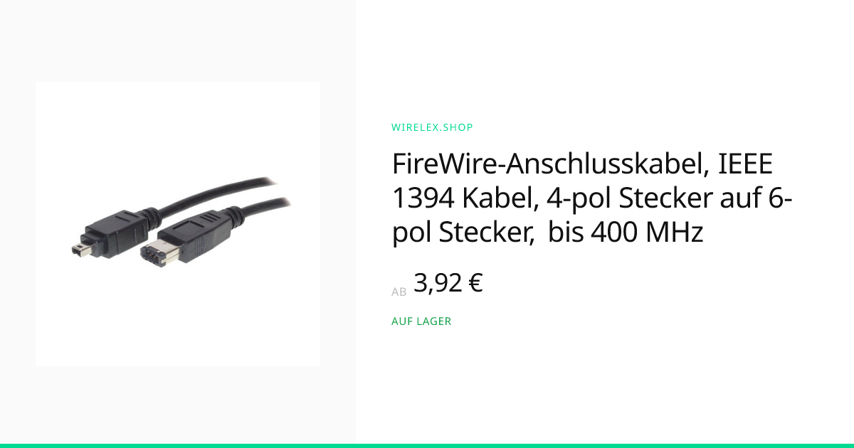FireWire-Anschlusskabel, IEEE 1394 Kabel, 4-pol Stecker auf 6-pol ...